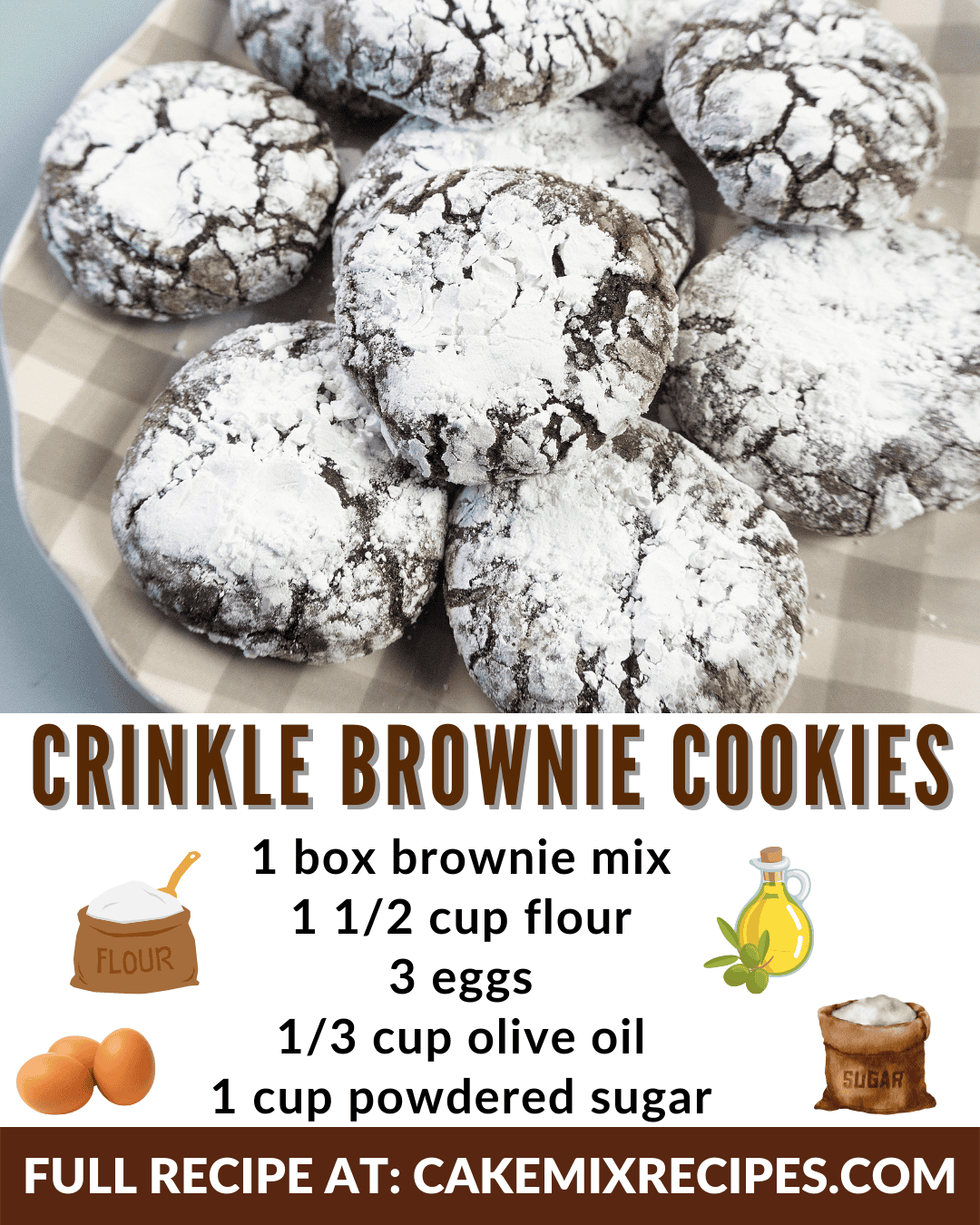 Crinkle Brownie Cookies | Cake Mix Recipes