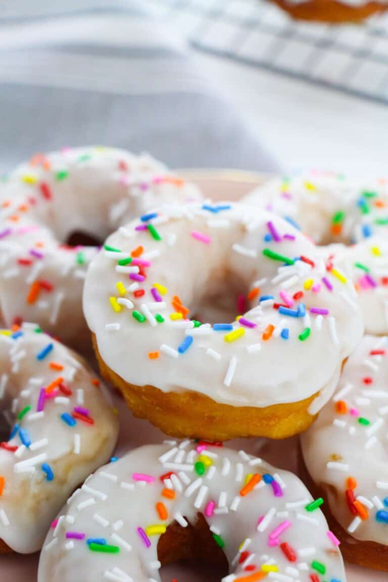Pink Sprinkle Donuts - Cake Mix Recipes