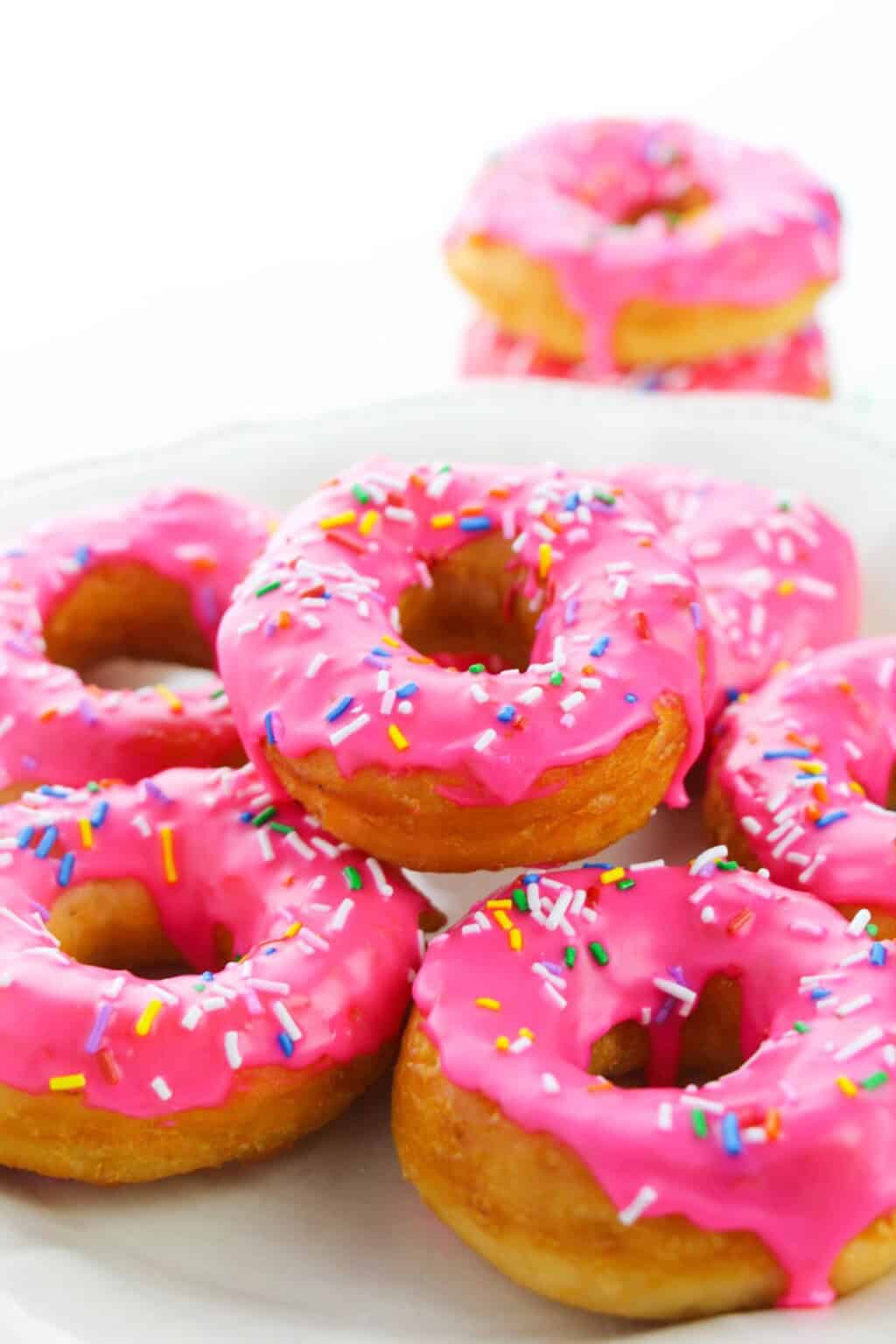 Pink Sprinkle Donuts - Cake Mix Recipes